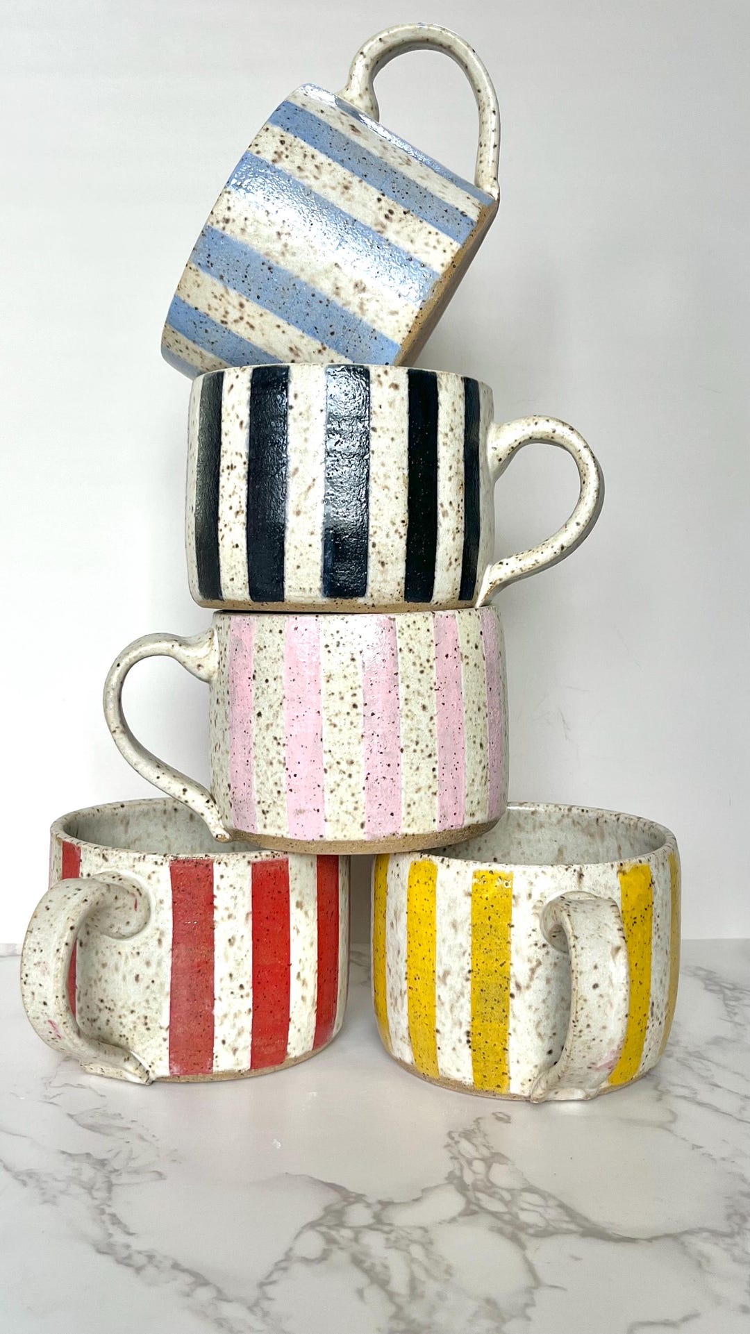 Colorful Striped Farmhouse Mug // Simple and Rustic Stoneware ...
