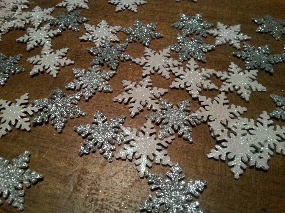 Glitter Mini Snowflakes for Winter Weddings, 1" Each, Hand Cut, Sold in ...