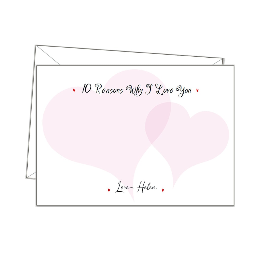 Reasons Why I Love You, Valentines Day - Personalised Cards, Set of 10 ...
