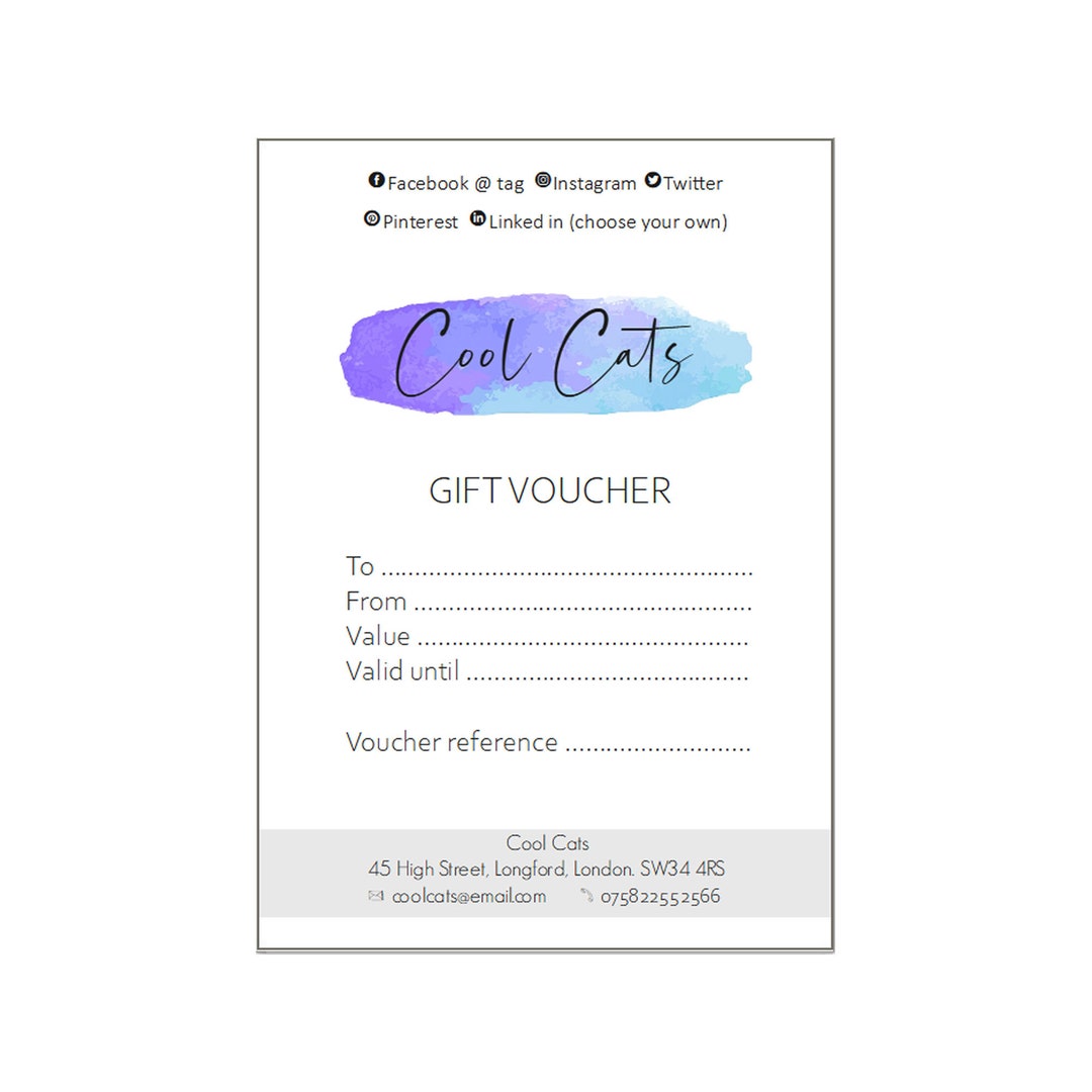 Personalised GIFT VOUCHER CARD X50, Thank You for Your Business ...