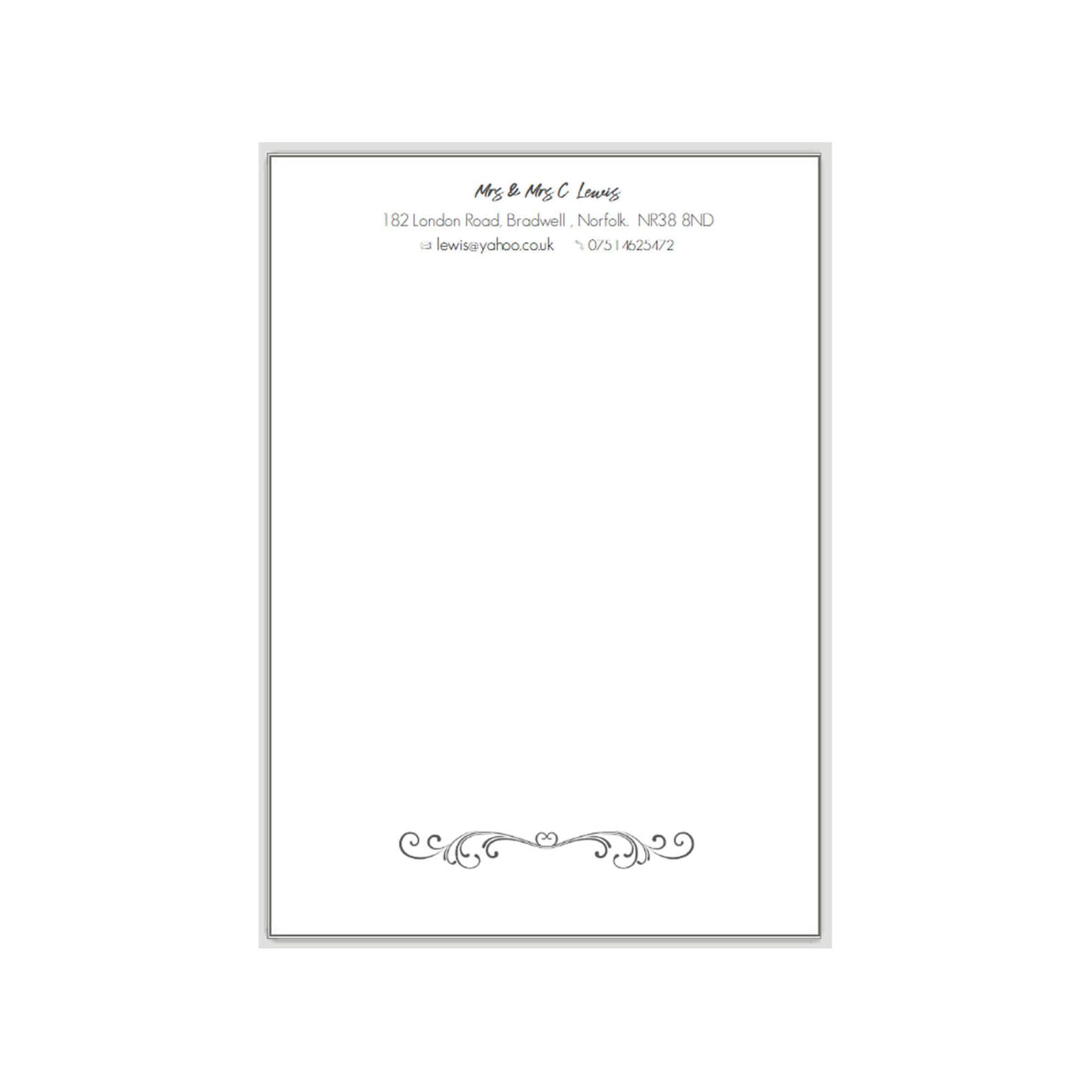 FORMAL LETTERHEAD Personalised Writing Paper, Business Stationery, A4 ...