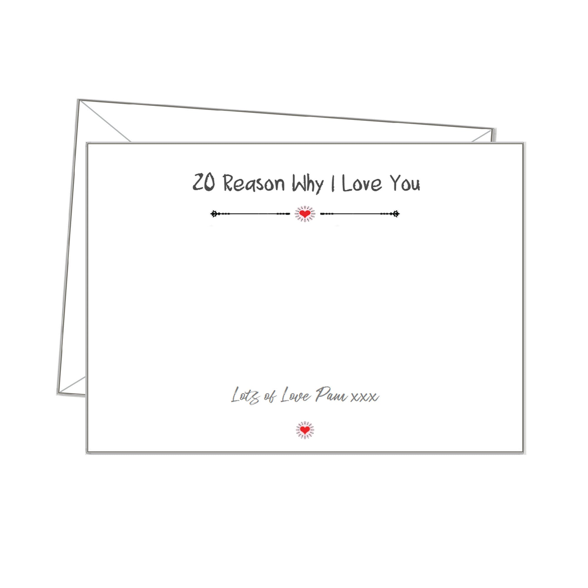 Reasons Why I Love You Valentines Day Personalised Cards - Etsy