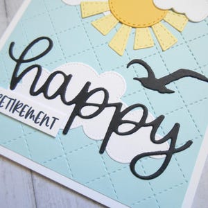 Happy Retirement Card - "happy Retirement" Sun, Clouds & Birds Blank ...