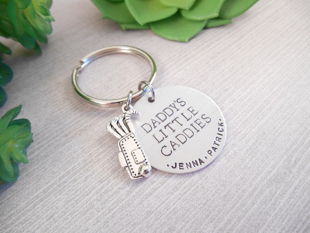Dad Golf Keychain - Custom "daddy's Little Caddies" Hand Stamped Matte ...