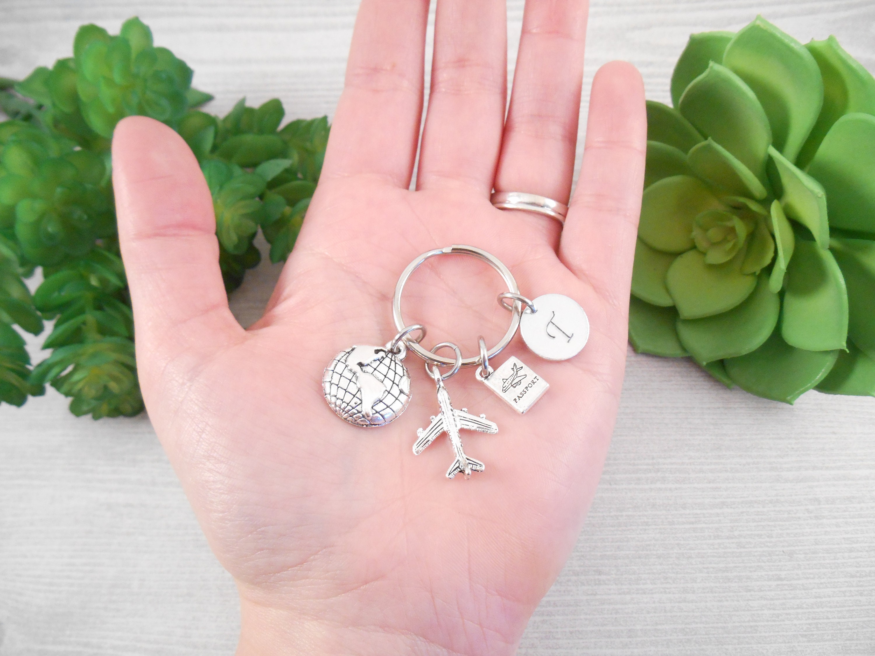 Travel Charms Keychain Small Custom Travel Themed Triple - Etsy.de