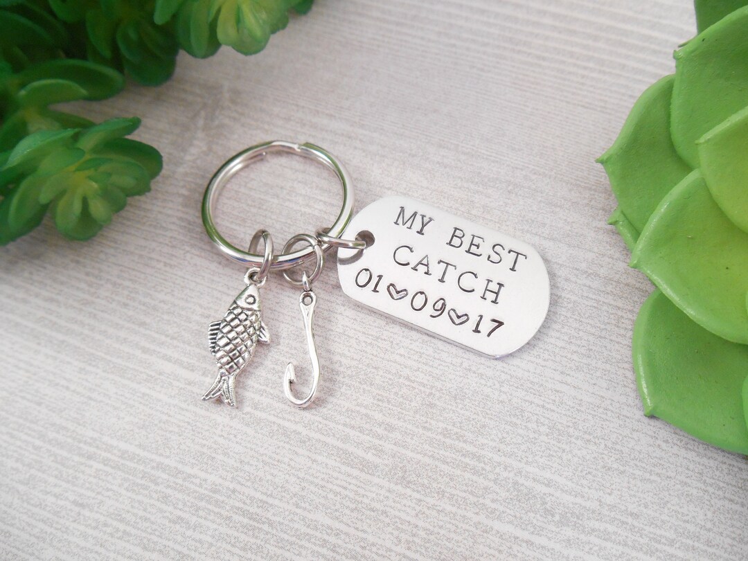 Best Catch Keychain Small Custom my Best Catch Hand Stamped Aluminum ...