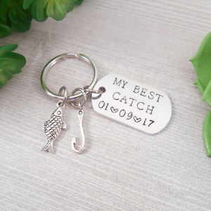 Best Catch Keychain Small Custom my Best Catch Hand Stamped Aluminum ...