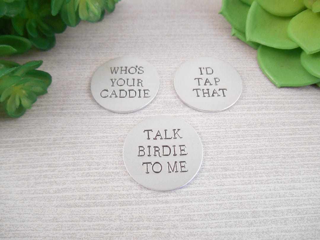 Golf Ball Markers - Funny Hand Stamped Aluminum Golf Ball Markers (set ...