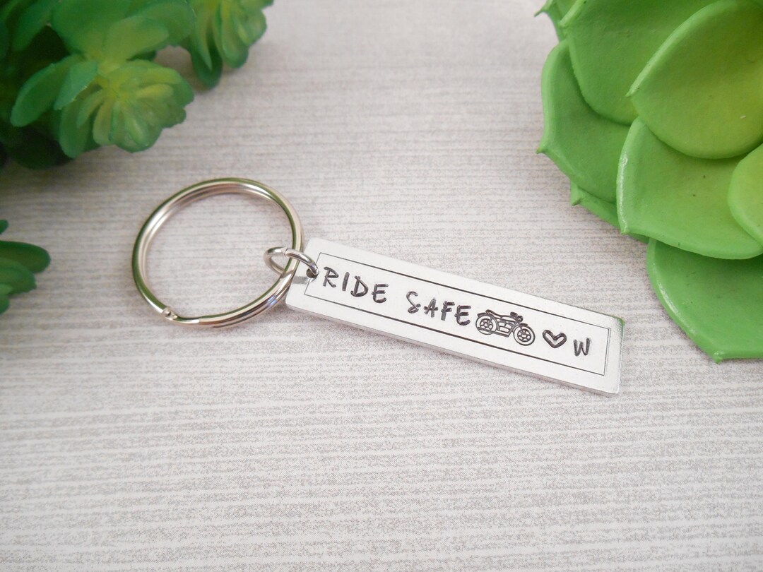 Ride Safe Keychain - Custom Motorcycle "ride Safe" Hand Stamped ...