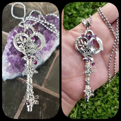 Celestial Skeleton Key Necklace Sun Moon and Stars Antique - Etsy