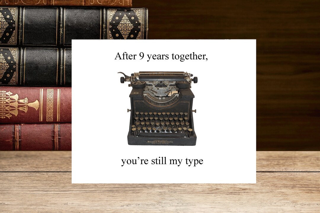 9 Years Together, 9th Anniversrary Card, 9th Anniversary, Typewriter ...