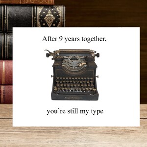 9 Years Together, 9th Anniversrary Card, 9th Anniversary, Typewriter ...