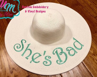 50 & Fabulous Embroidered floppy Beach Hat Personalized | Etsy