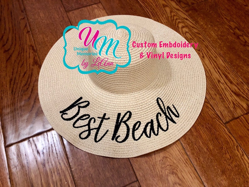 Best Beach Embroidered Floppy Beach Hat, Personalized Straw Hat, Sun ...
