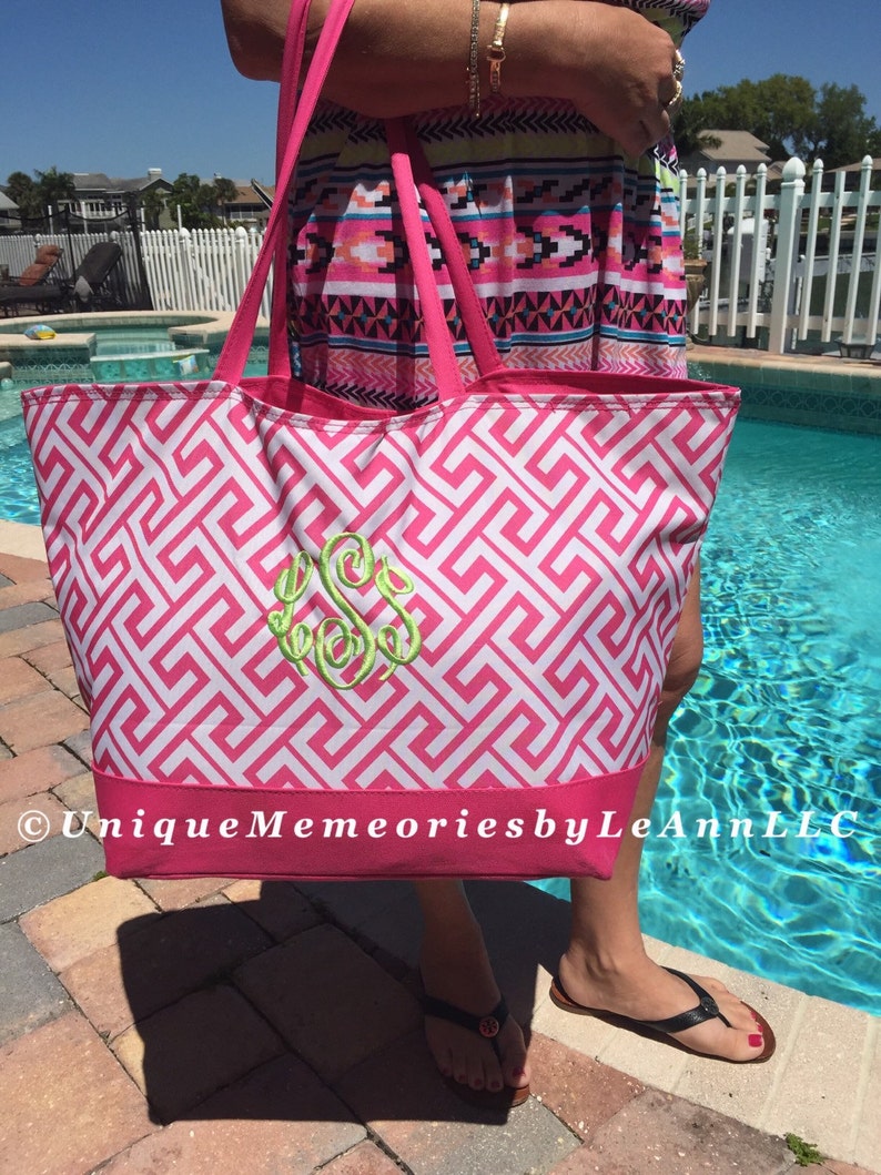 25 Personalized Greek Key Weekender/ Beach Bag Zippered - Etsy