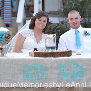Custom HANDMADE Embroidered Monogrammed Burlap Tablecloth Great for ...