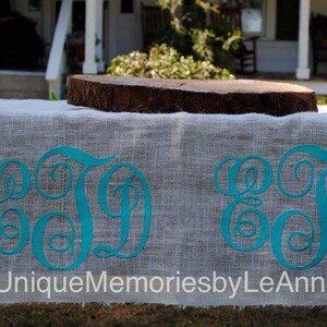 Custom HANDMADE Embroidered Monogrammed Burlap Tablecloth Great for ...