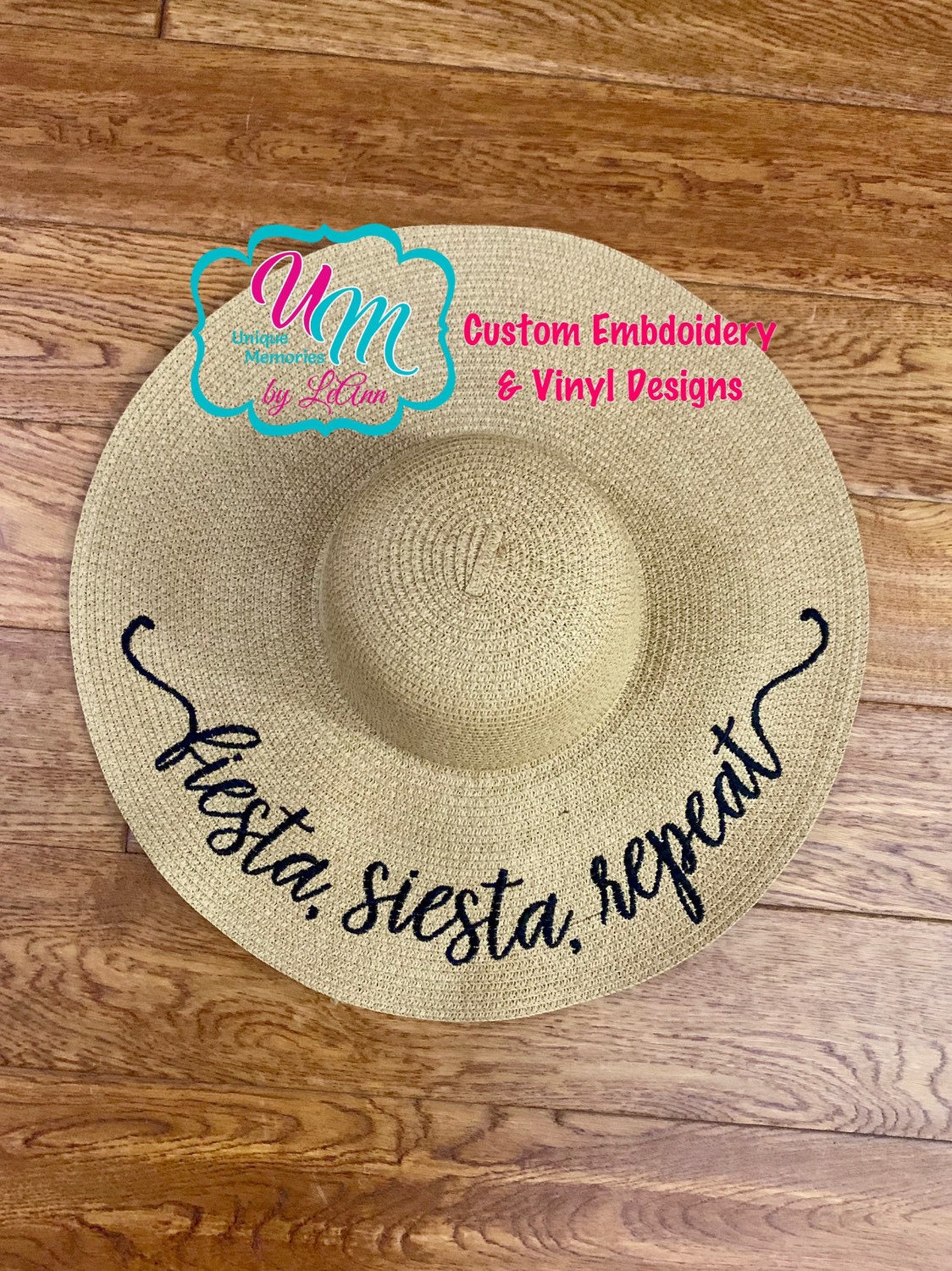 Fiesta Siesta Repeat Embroidered Floppy Beach Hat - Etsy