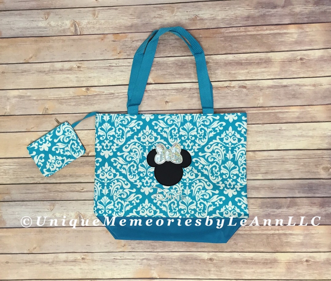 Disney Inspired Mickey or Minnie Mouse Damask Tote/beach Bag FREE Name ...