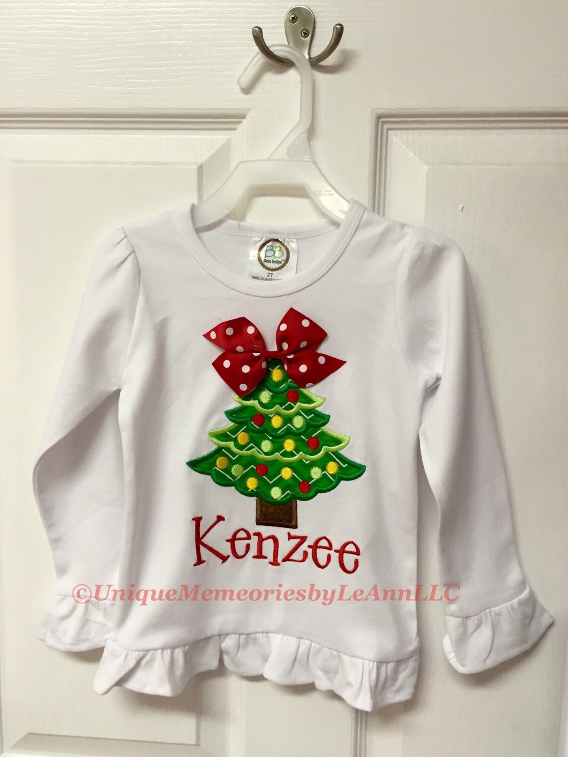 Girls Christmas Tree Shirt Personalized With FREE Name or Monogram ...