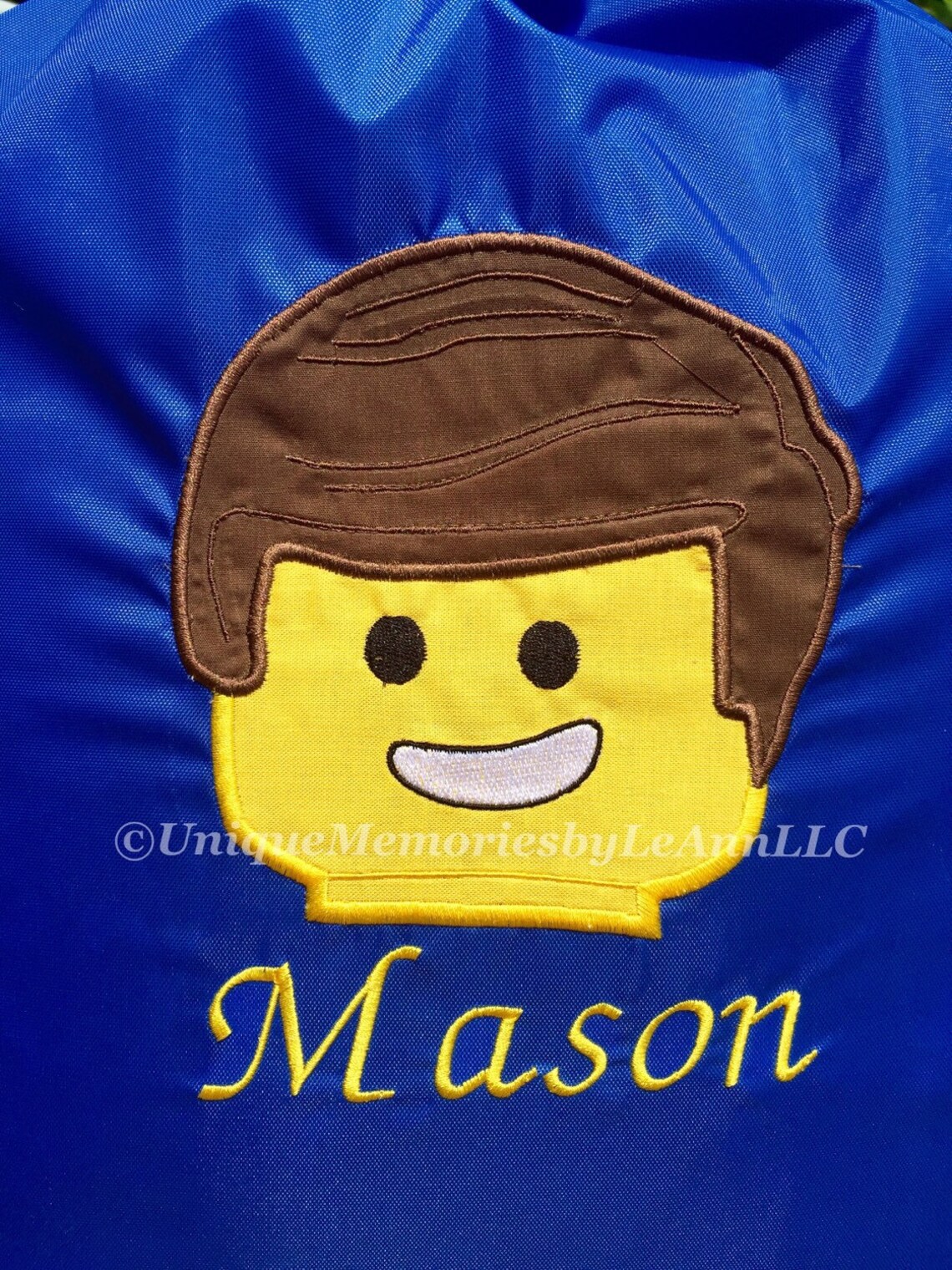 Lego Emmet Appliqué Drawstring Backpack With FREE Name or - Etsy