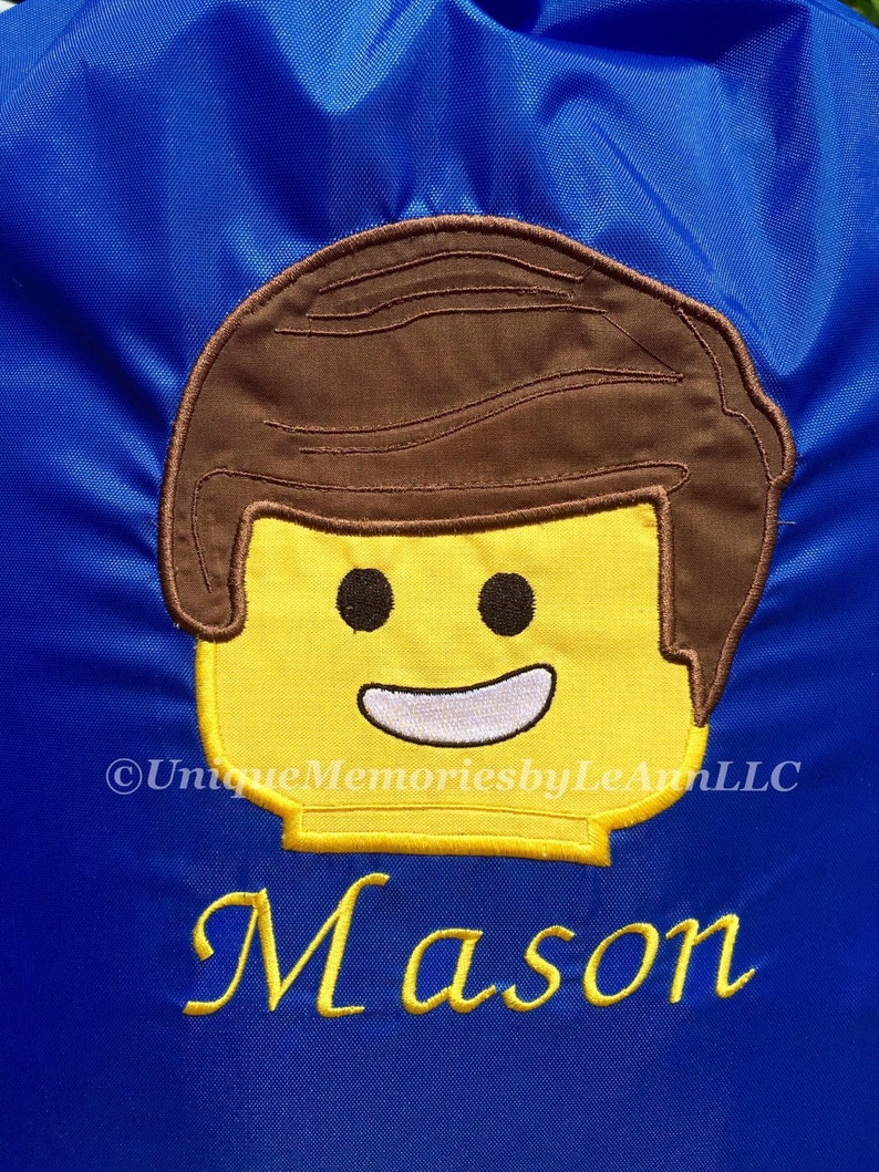 Lego Emmet Appliqué Drawstring Backpack With FREE Name or - Etsy