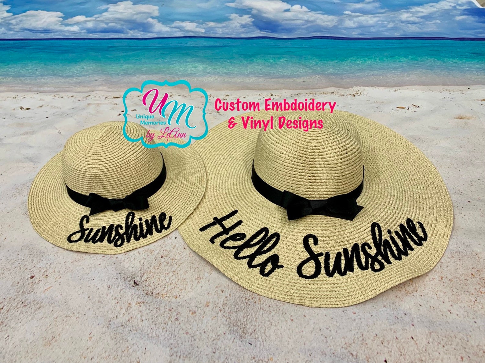Hello Sunshine Floppy Beach Hat Set Mommy & Me Matching | Etsy