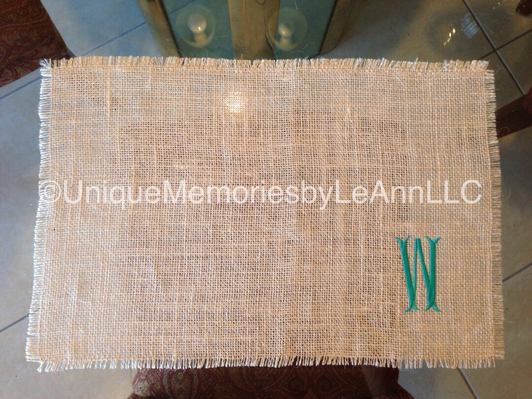 Custom Handmade Embroidered Monogrammed Burlap Placemats -sets of 2, 4 ...