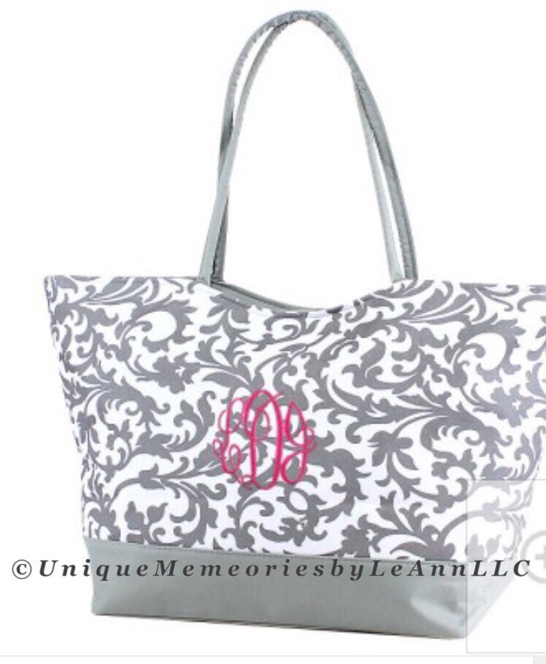 21" Damask Weekender/beach Bag/tote Zippered Closure Personalilzed W ...