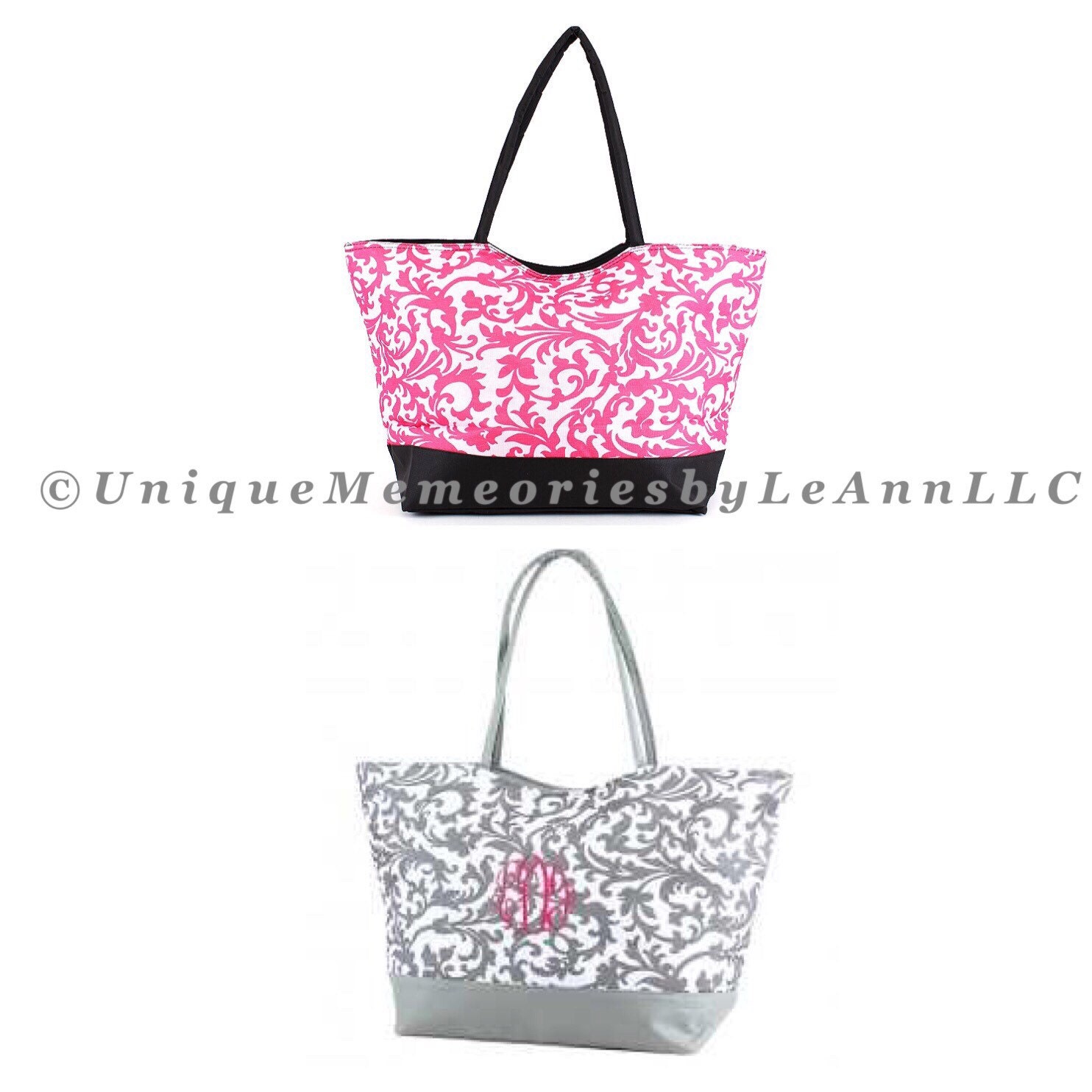 21" Damask Weekender/beach Bag/tote Zippered Closure Personalilzed W ...