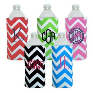 Chevron Personalized Embroidered Insulated Bottle/tall Can Cooler ...