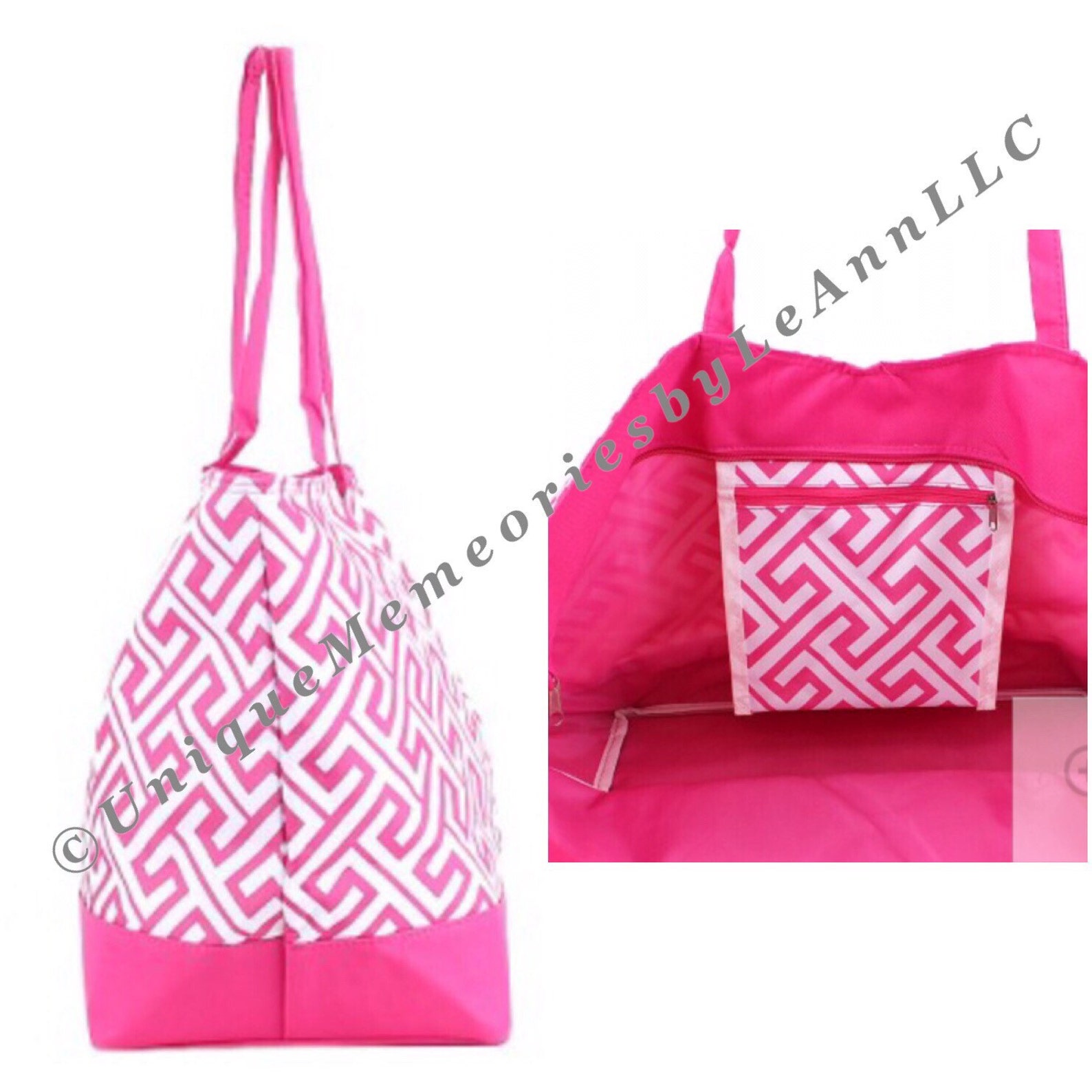 25" Personalized Greek Key Weekender/ Beach Bag Zippered Closure FREE ...
