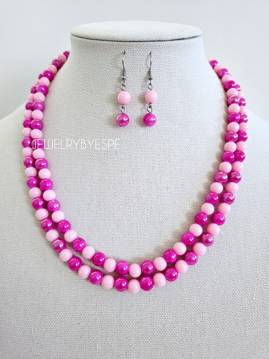 Magenta and Blush Pink Necklace Set, Statement Necklaces for Women ...