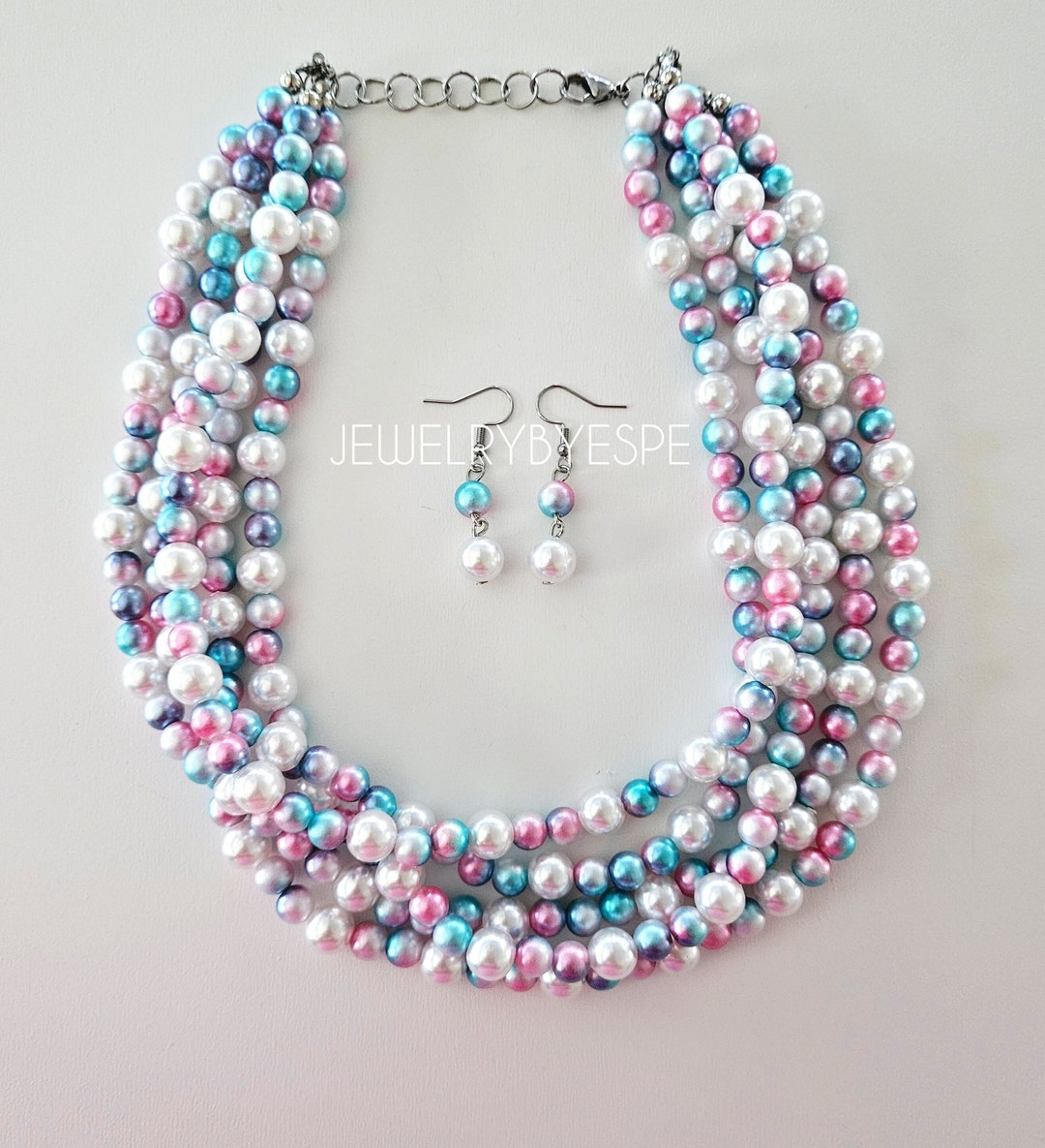 Mermaid Chunky Pearl Necklace Set, Statement Necklaces for Women Bib ...