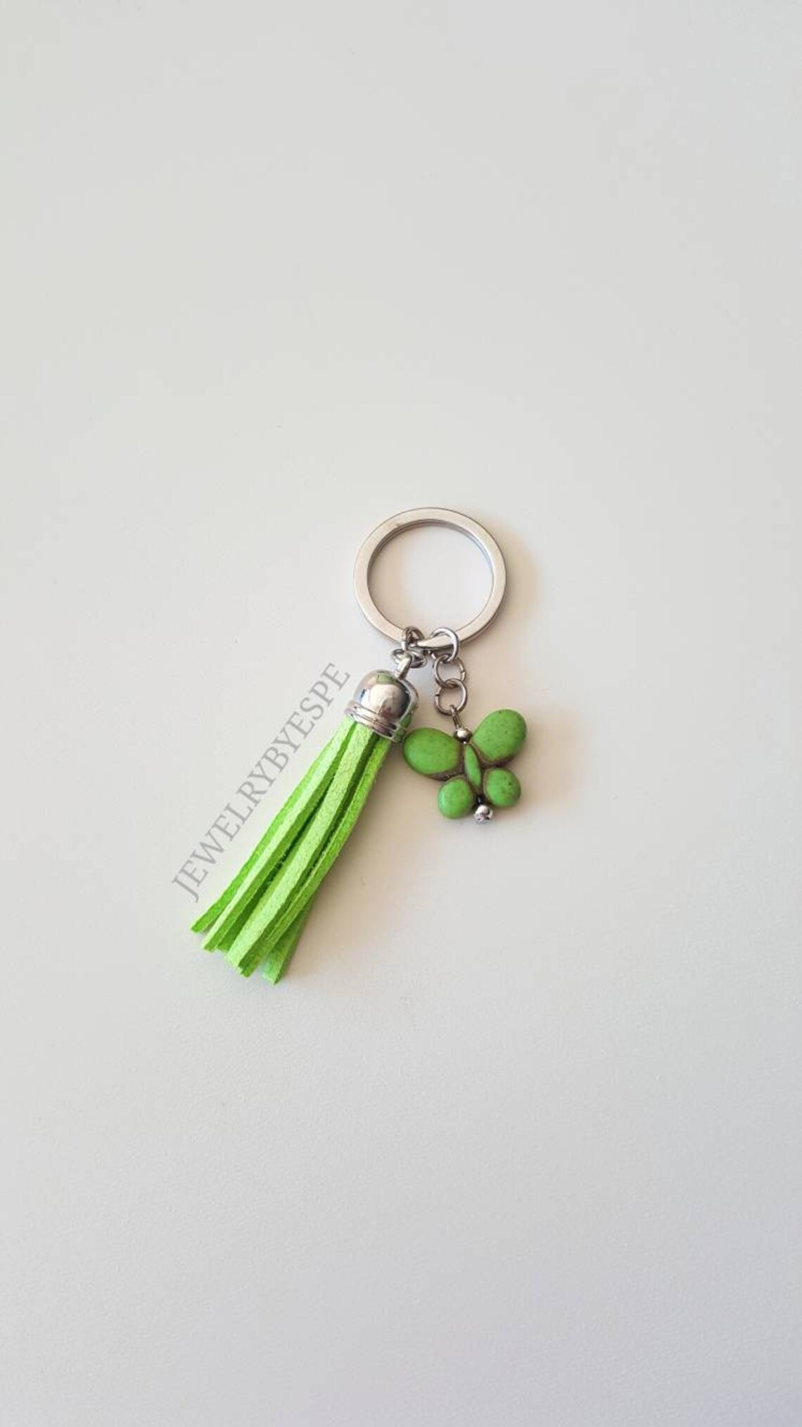 Green Tassel Keychain Butterfly Keychain Boho Keychain Cute | Etsy