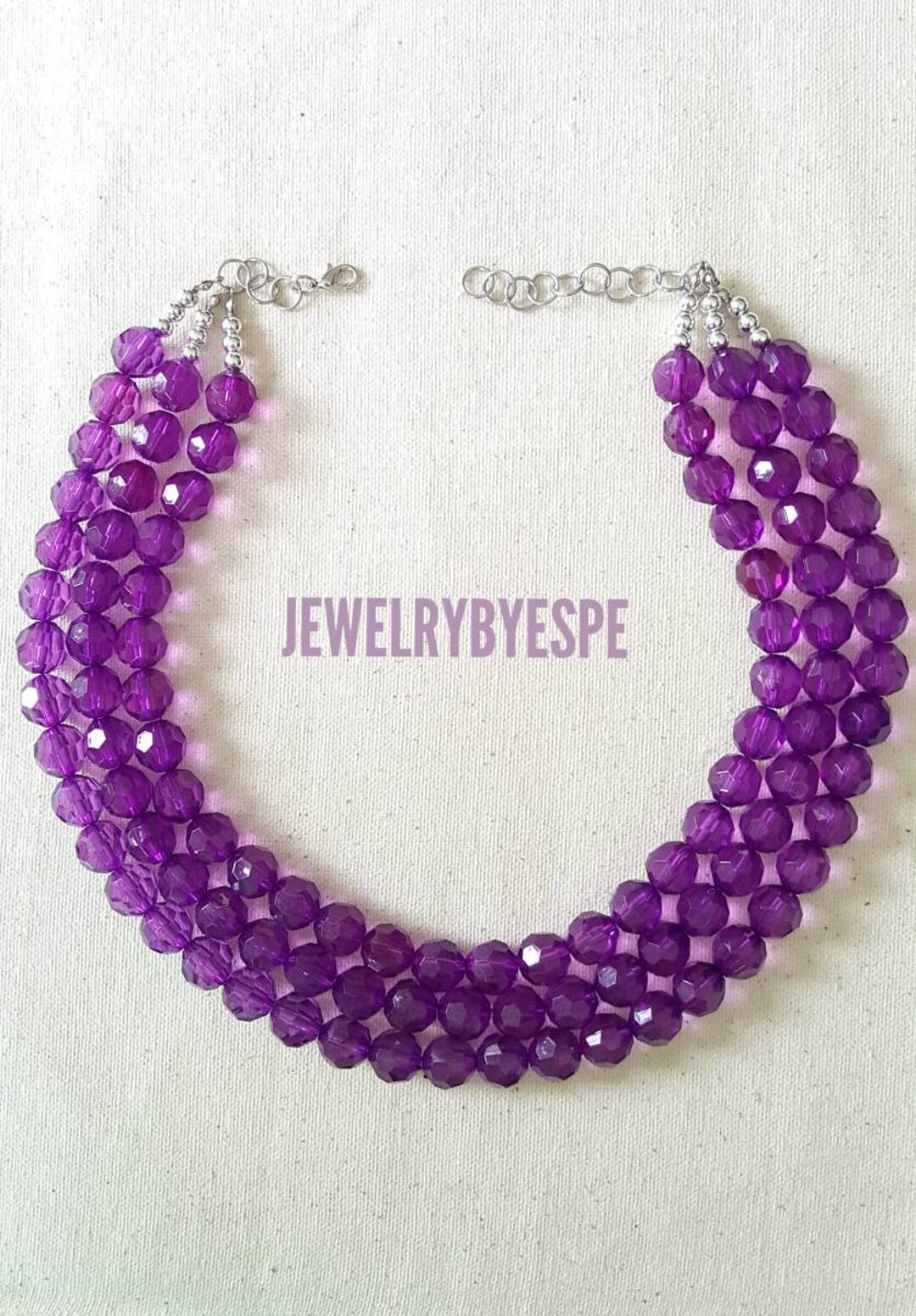 Violet Purple Statement Necklace, Bib Chunky Necklace, Layered Necklace ...