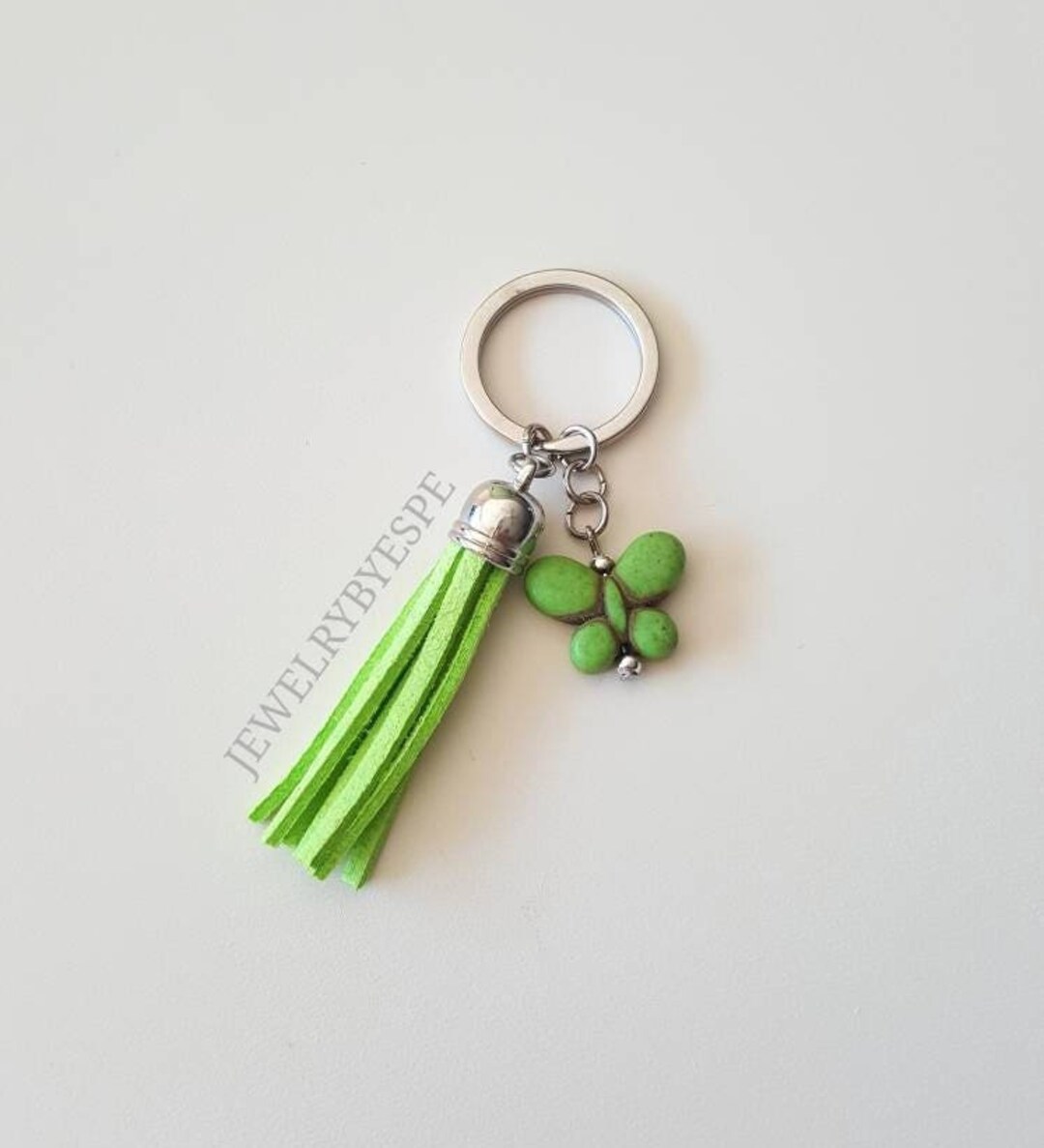 Green Tassel Keychain Butterfly Keychain Boho Keychain Cute Keychain ...