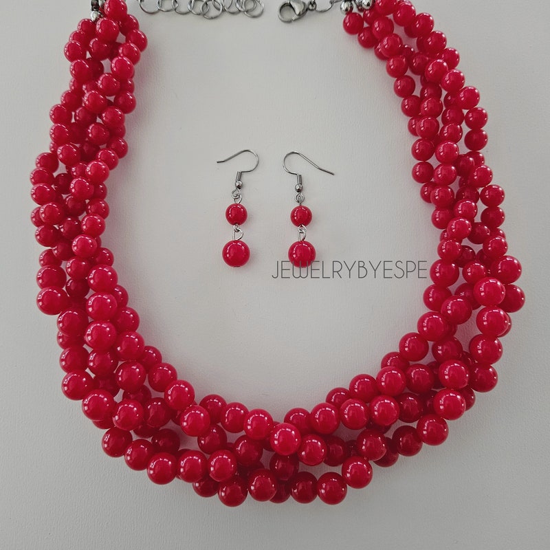 Red Bib Necklace - Etsy