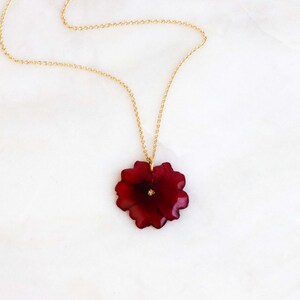 Real Red Flower Pendant Necklace, Resin Jewelry, Gold-plated Chain - Etsy