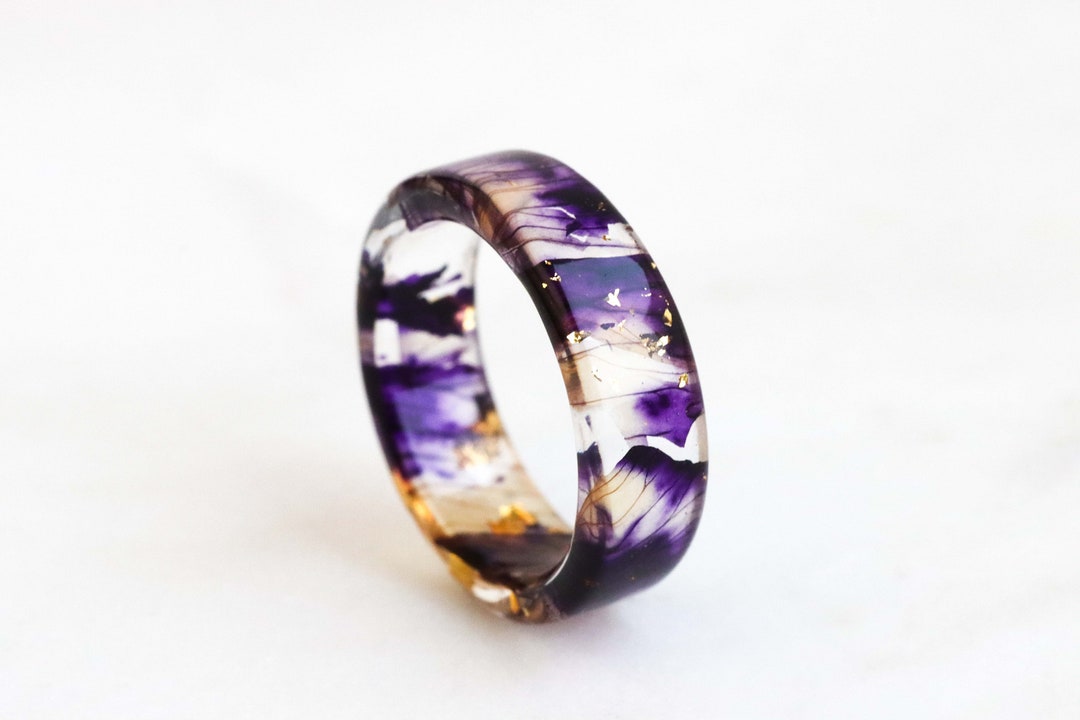 Iris Resin Ring, Nature Inspired Ring With Real Purple Iris Petals ...