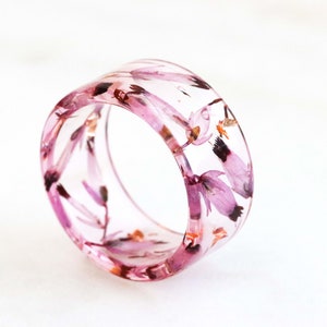 Pink Resin Ring With Pressed Flowers and Gold/silver/copper Flakes ...