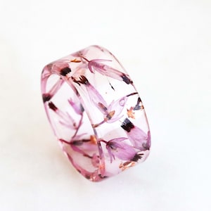 Pink Resin Ring With Pressed Flowers and Gold/silver/copper Flakes ...