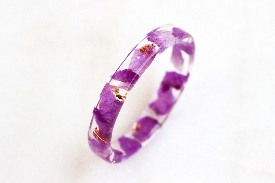 Thin Orchid Ring, Real Pressed Purple Flower Band, Botanical Gift - Etsy