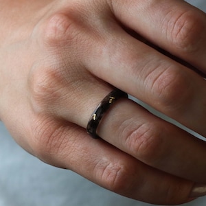 Thin Resin Ring - Black Ring With Gold/silver/copper Flakes ...