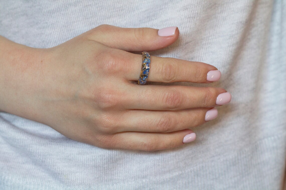 Resin Ring With Pressed Forget-me-not Flowers and | Etsy