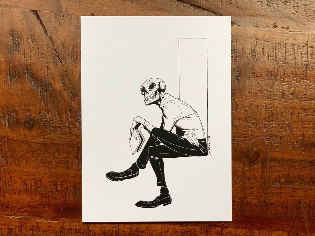 5x7 Skeleton Portrait // Memento Mori Art // Stoicism Gifts // Spooky ...