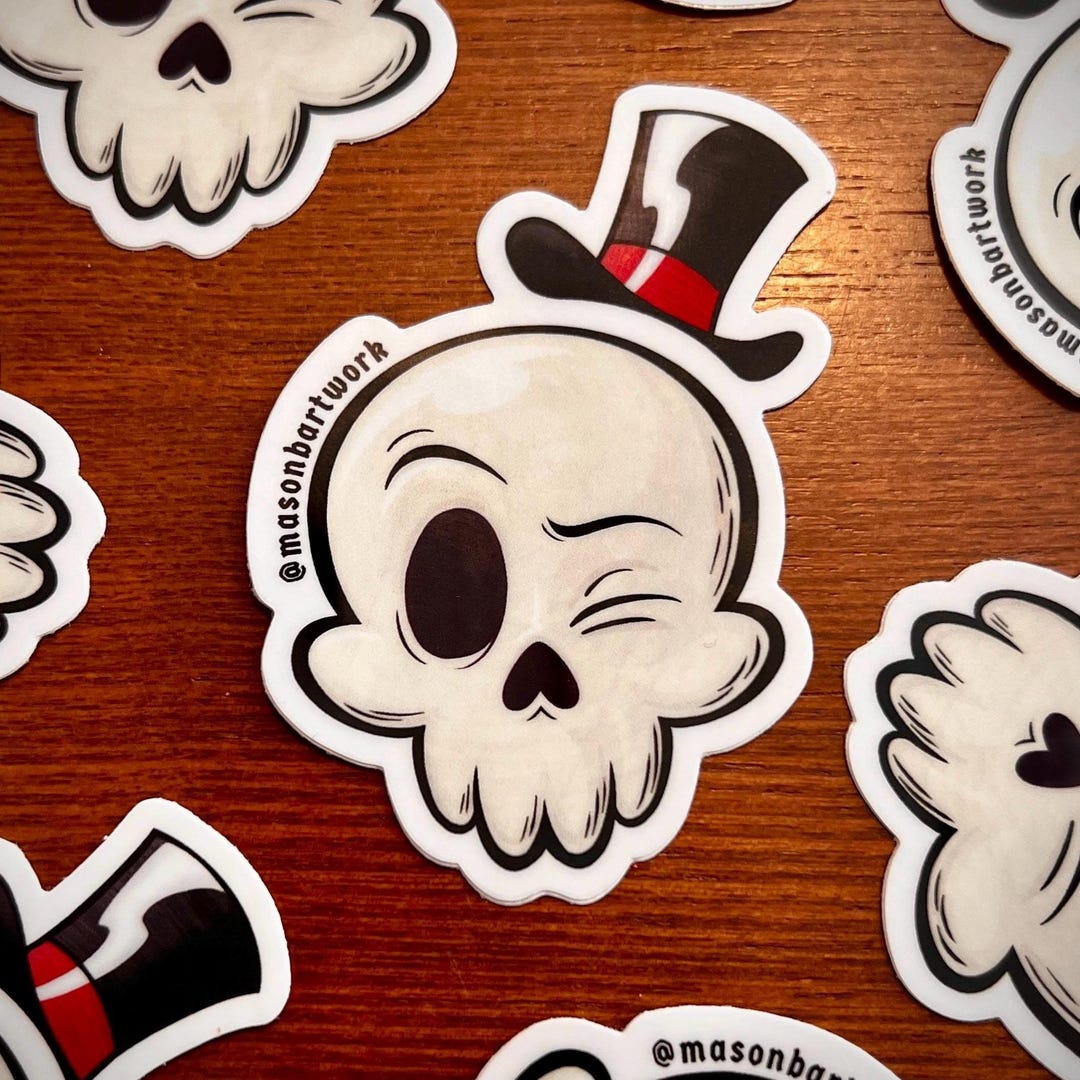 3-inch Skull Sticker // Funny Skull Sticker // Spooky Sticker ...
