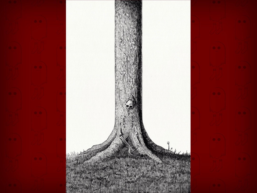 11x17 Portrait of Skeleton // Skeleton in a Tree // Memento Mori Art ...