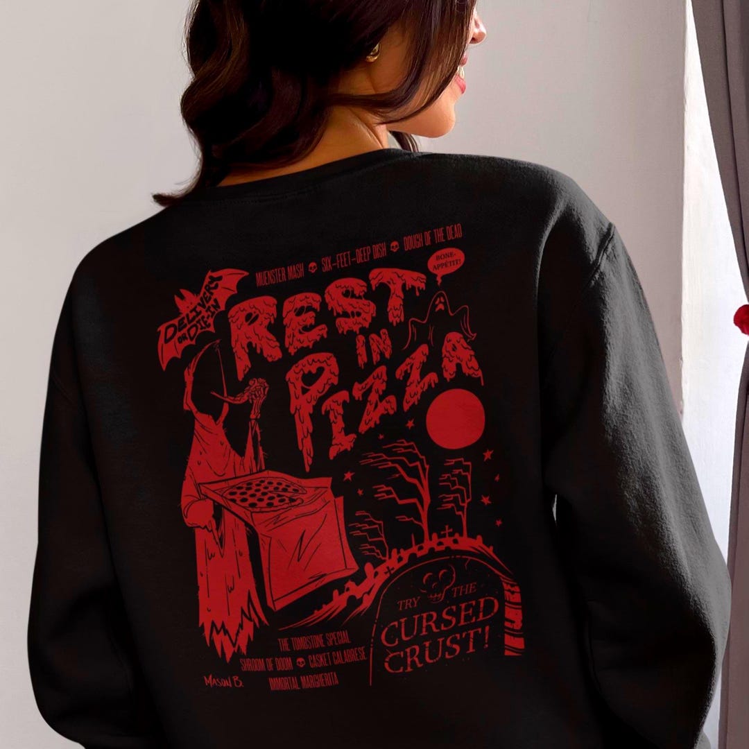 Grim Reaper Pizza Sweatshirt | Gothic Humor Crewneck - Etsy