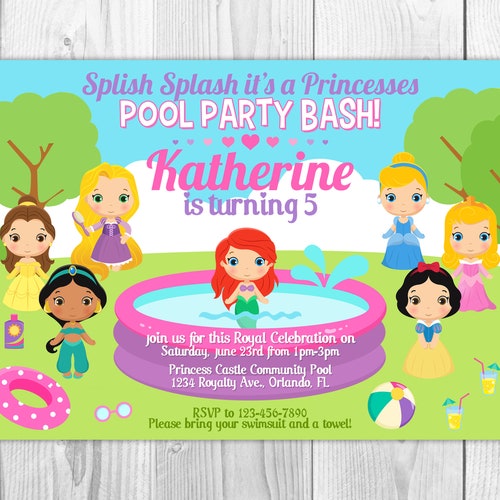 Princess Pool Party Clipart personal and Limited Commercial | Etsy